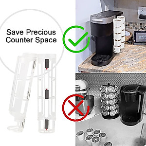 SUNGRACE K-Cup Coffee Pod Holder for Keurig, Side Mount Storage Organizer, Perfect for Small Counters (Transparent, 2 Pack for 10 K-Cups)