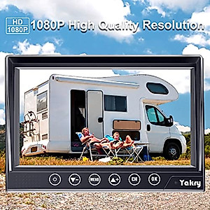 Yakry RV Backup Camera Wireless HD 1080P 7 Inch DVR Touch Key 4 Channels Monitor Car/Truck Trailer Motorhome 5th Wheel 2 Rear View System Infrared Night Vision Waterproof Adapter for Pre-Wired Y33