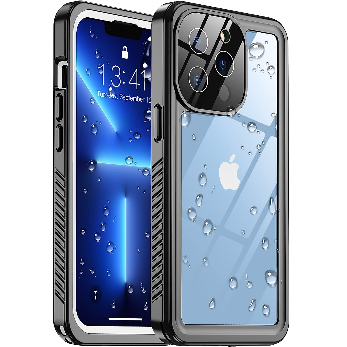 Temdan [Real 360 for iPhone 13 Pro Max Case Waterproof, Built-in 9H Tempered Glass Camera Lens & Screen Protection [13FTMilitary Dropproof][Full-Body Shockproof][IP68 Underwater] Phone Case White