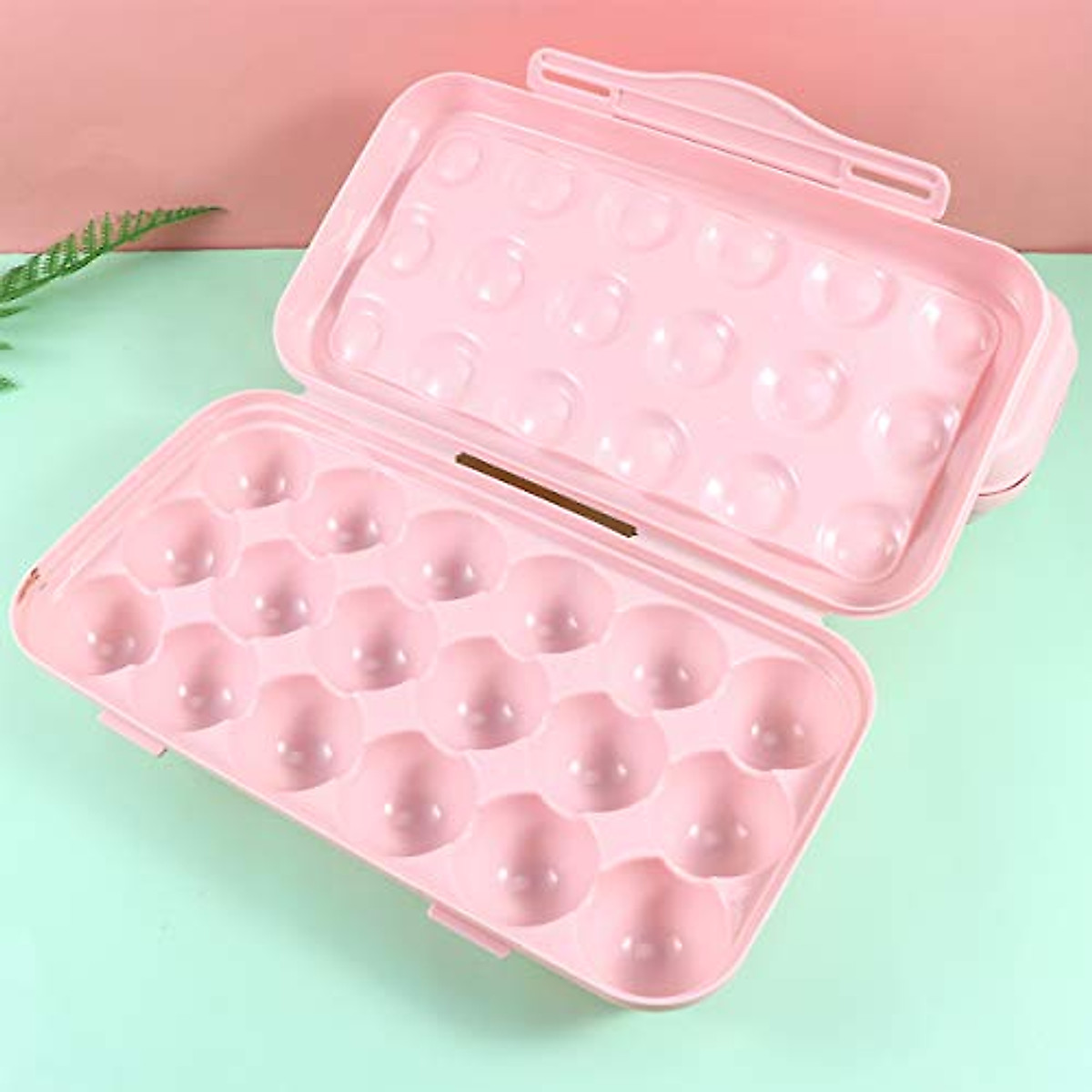 DOITOOL 2PCS Plastic Egg Holder for Refrigerator Deviled Egg Tray with Lid,Kitchen Shockproof Plastic Egg Storage Container for Fridge (Pink)