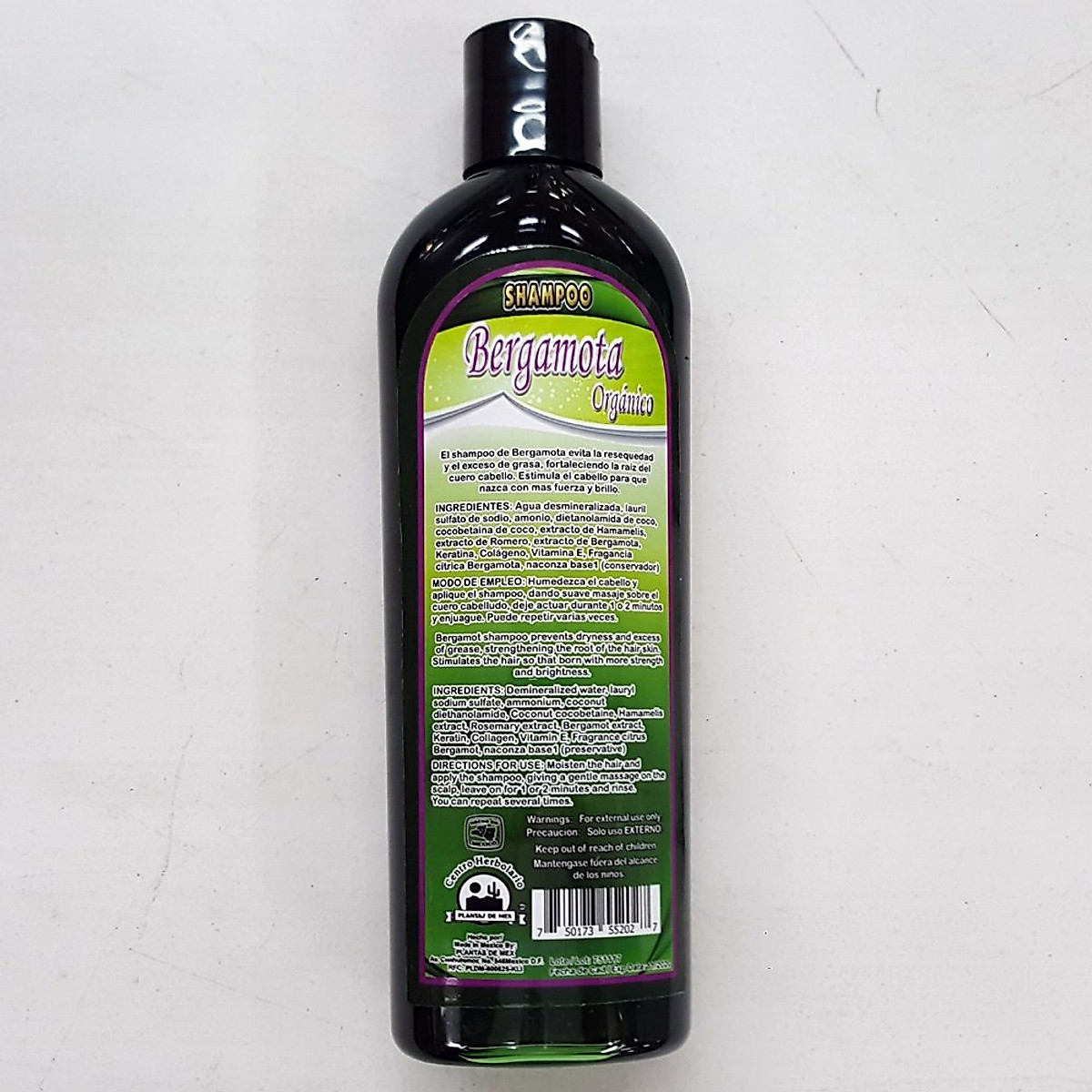 Bergamota Organico Shampoo 15.21 Fl Oz Enriquecido con Keratina, Colageno y Vitamina E