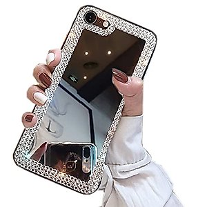 Poowear iPhone SE 2020/8/7 Case, 3D Glitter Sparkle Bling Diamond Bumper & Crystal Clear Protective Cover for Women