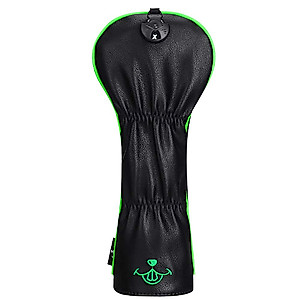 BIG TEETH Golf Head Covers Driver Hybrid Fairway Cover Golf Club Protector Lucky Clover and USA Pattern Black (Driver Cover)