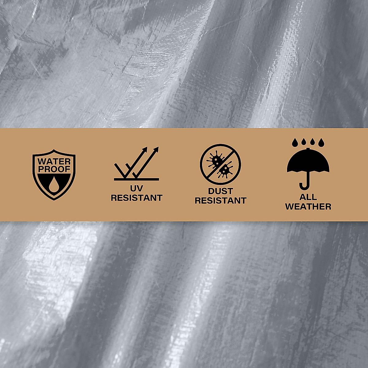 12x16 Heavy Duty Tarp, 10 Mil Thick, High Durability, Tear & Fade Resistant, UV Treated, Grommets Every 18 Inches (12' x '16')