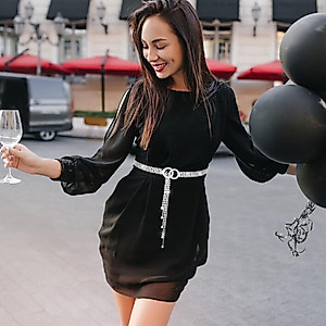 TIESOME Crystal Waist Belt for Women, Adjustable Rhinestone Waist Chain Belt Sparkle O-Ring Waistband Belt for Jeans Dresses