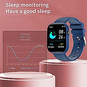 KBTPMTL Smart Watch for Men Women, Fitness Tracker for Android and iOS Phones with Heart Rate Sleep Tracking for Health, IP67 Waterproof Large Screen Smartwatches Monitor Pedometer (Blue)