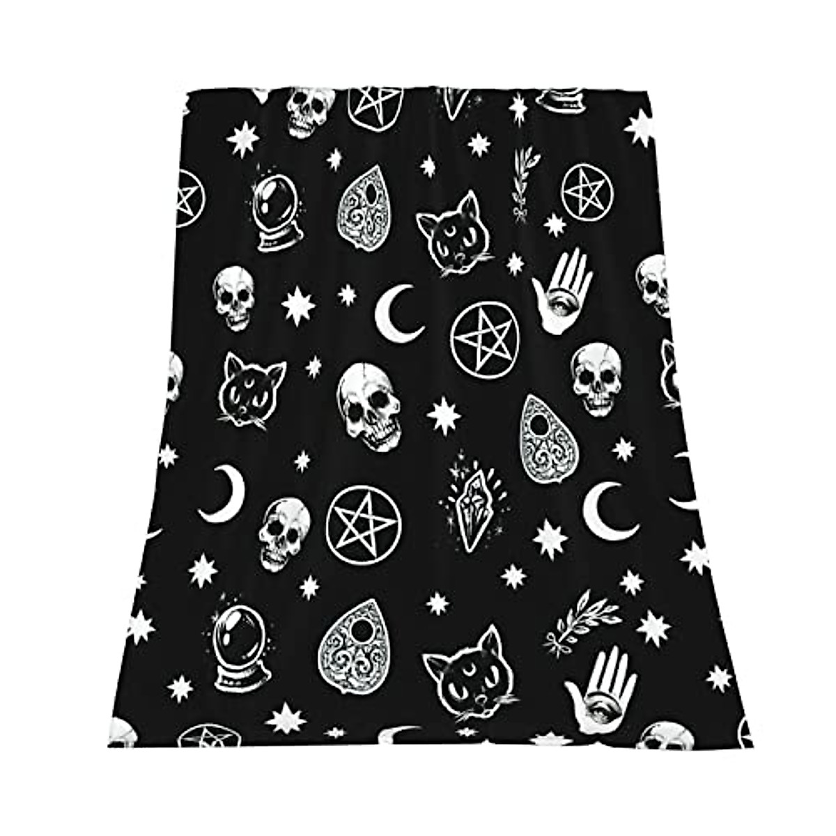 Skull Cat Moon Gothic Throw Blankets Lightweight Plush Fuzzy Cozy Soft Bedding, Fleece Throw Blankets All Season for Sofa Couch Bed 50x60 inches