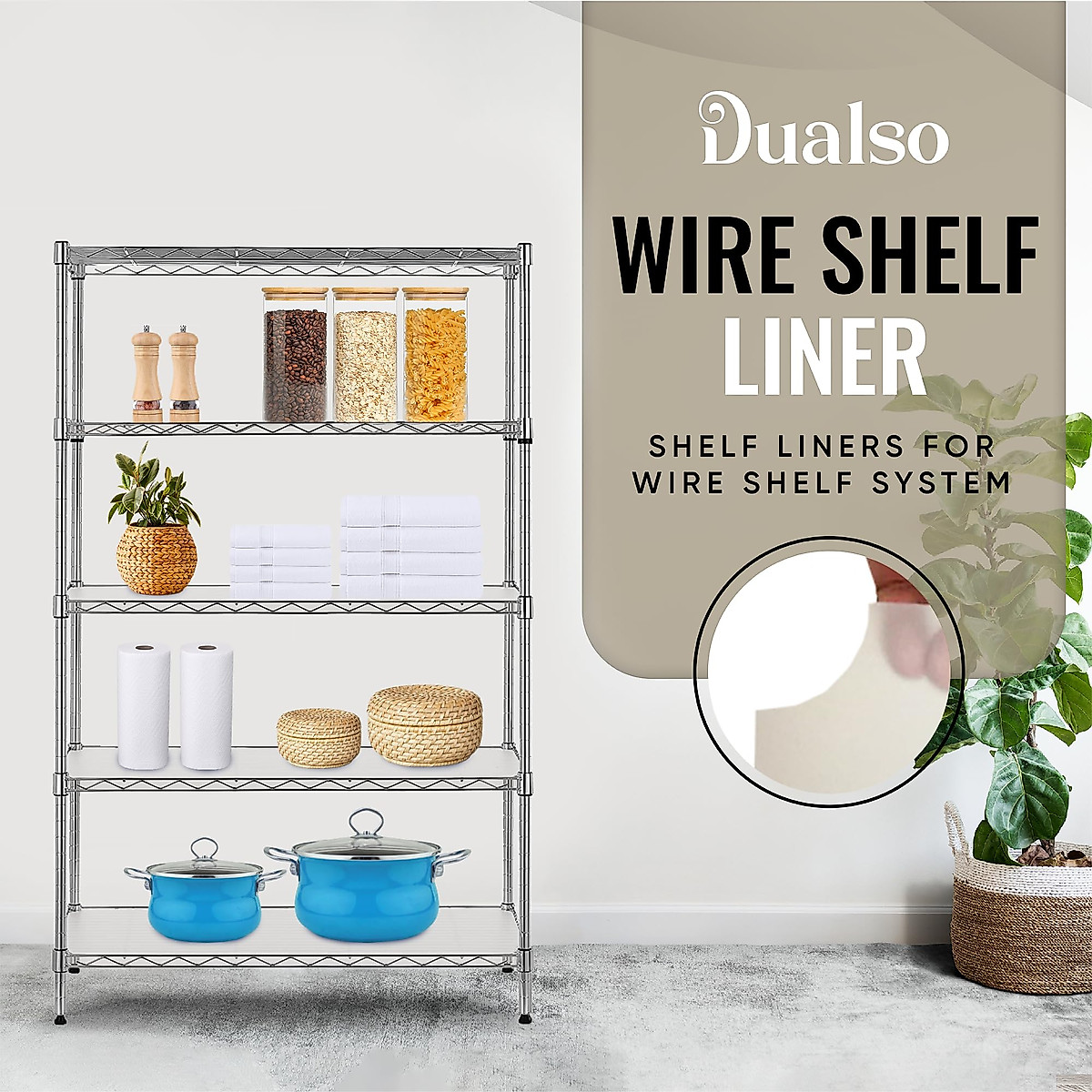 DUALSO Wire Shelf Liner Wire Rack Shelf Mat - Thick Wire Shelf Cover - Waterproof Plastic Shelf Liner, Metal Shelf Liner - Easy Use Wire Shelving Cover for Closet (Clear, 14" X 36" (Set of 4))