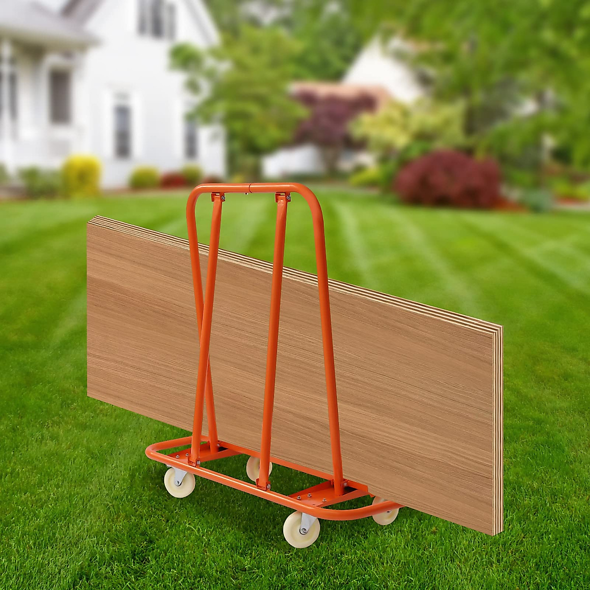CheriMuMu Drywall Sheet Cart 1600lbs Load Capacity Dolly Handling Sheetrock Sheet Panel Service Cart Orange Heavy Duty Drywall Sheet Cart & Panel Dolly with Four Swivel Casters
