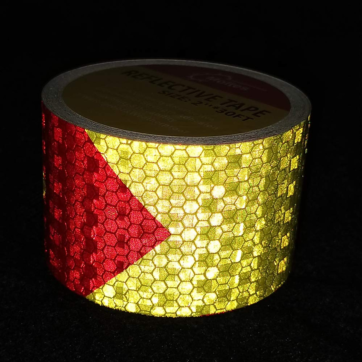 MOLTRES Waterproof Reflective Tape,Red & Yellow 2inch X 30Feet Conspicuity Adhesive Safety Tape,High Visibility Arrow Hazard Warning Reflector Tapes for Trucks Trailer Vehicle Outdoor Signs