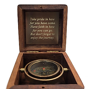 Engraved Compass Personalized in Wood Box | Antique Brass Desk Compass Gifts for Men, Him, Son, Grandson, Teen Boys for Graduation, Baptism, Confirmation, Leadership (Design My Own)