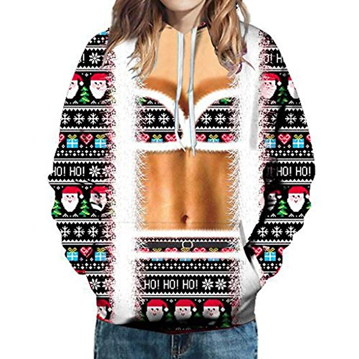 Women's Sweatshirt Thenlian Christmas Women Funny Print Christmas Sweatshirt Crewneck Various Design Tops(L, Black)