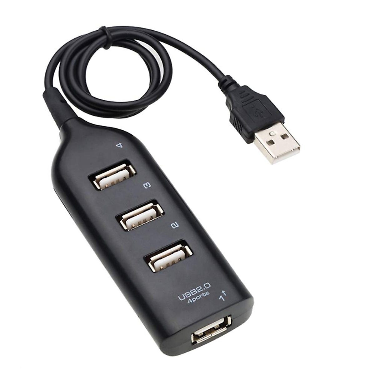 Hub USB 2.0 4-Port Distributor for PC Notebook Computer Notebook Receiver Computer Peripheral Accessories (Black)
