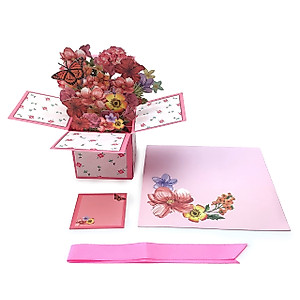 iLovepaper Happy Birthday Card, Birthday Pop Up Card, Handmade Birthday Cake Cards, 3D Birthday Greeting Cards, Happy Birthday Pop Up Cards (Flower 1)