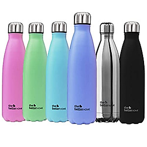 The Better Home 500 Stainless Steel Insulated Water Bottle 500ml | Thermos Flask 500ml | Hot and Cold Steel Water Bottle 500ml | Food Grade & BPA Free Insulated Water Bottles (Pack of 2)