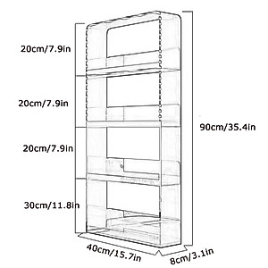 GRIPITHPY Large Acrylic Wall Mounted Bathroom Shelves, Tiered Large Capacity Makeup Floating Rack, Punch-Free Storage Organizer for Dresser, Bathroom, Toile(15.7x3.1x35.4in, Transparent)