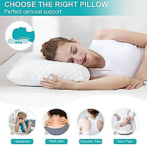 MUUEGM Gel Memory Foam Pillows, Cooling Pillow for Pain Relief Sleeping,Neck Pillows for Sleeping, Washable and Breathable Bed Pillow, Body Pillows for Adults (White)