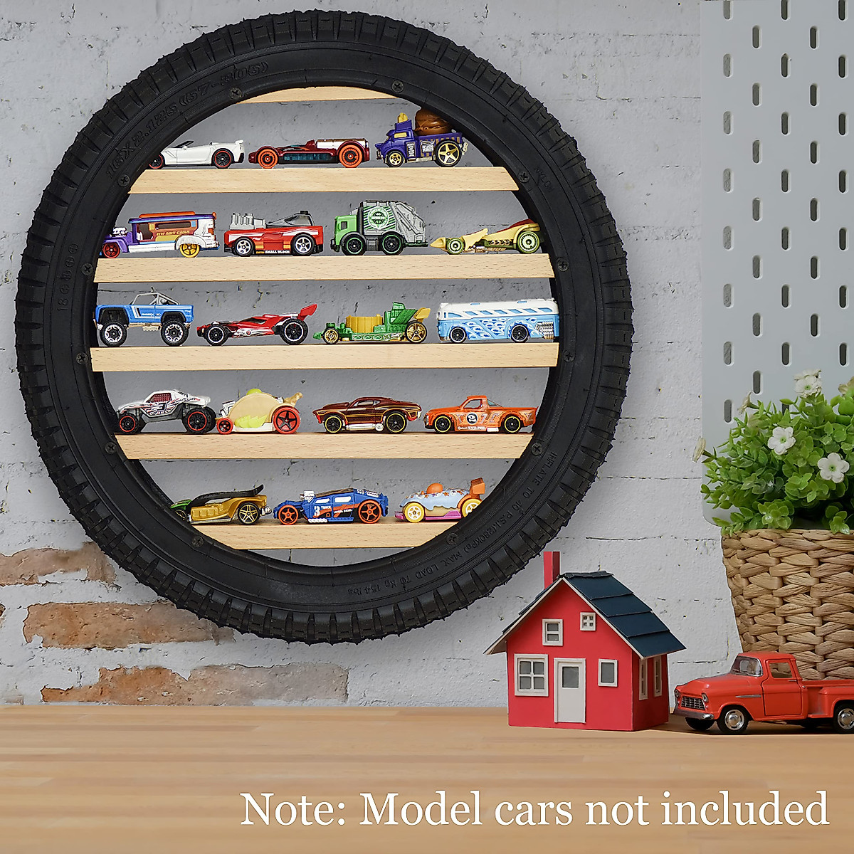 Tapeera Model Car Display Case Stand - Toy Cars Organizer Wall Display Tire Shelf Cabinet - Holds Up to 18 Diecast 1/64 Car Collectibles - Compatible with Hot Wheels Matchbox - Wheel Diameter 16 Inch