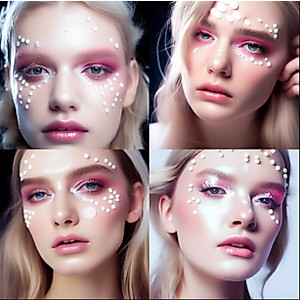 KoZiHog 990 Pcs Self Adhesive Pearl Stickers,Peals Gems for Hair, Makeup, Face Eye, Nail,DIY Craft Crafts Decor Pearl 6 Sheet, 6 Size