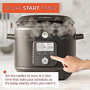 MAGNIFIQUE Grain Cooker, Everyday Compact 20-Cup Rice Cooker, Slow Cooker, Sous Vide, 14 X 14 X 12-Black