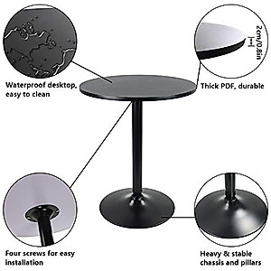 KKTONER Round Bar Table 23.6-Inch Top for Cocktail Bar Pub Dining Bistro (28.7H, Black)