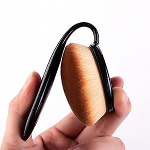 Yoseng Oval Foundation Brush Large Toothbrush makeup brushes Fast Flawless Application Liquid Cream Powder Foundation Sunscreen（All Black）