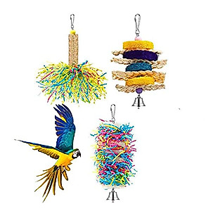 Growtail Bird Parrots Shredding Toys 6Pcs Parakeet Colorful Bamboo Hanging Toys Bird Foraging Toys for Small Bird, Parakeets, Cockatiels, Conures, Budgie, Lovebirds, Hummingbird, Finches