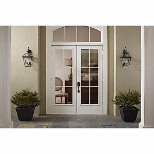 Progress Lighting P6617-20 Burlington Three-Light Large Wall Lantern, Polished Nickel/Delta, Antique Bronze