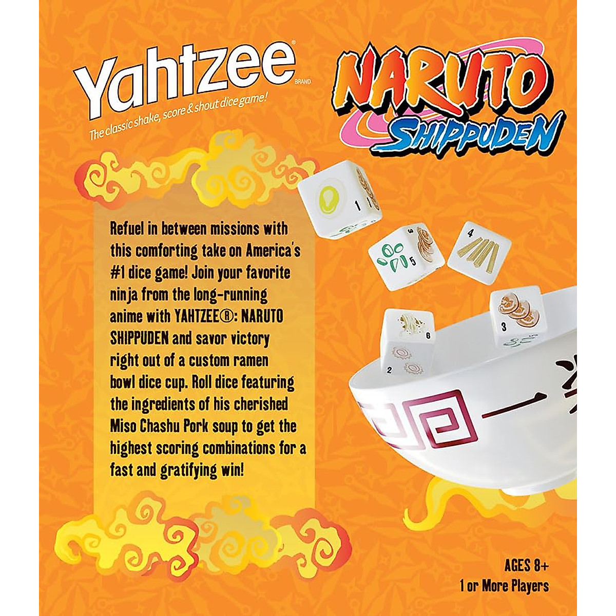 YAHTZEE: Naruto Shippuden | Collectible Ramen Bowl Dice Cup | Classic Family Dice Game Based on Anime Show | Great for Family Game Night | Officially-Licensed Naruto Game & Merchandise