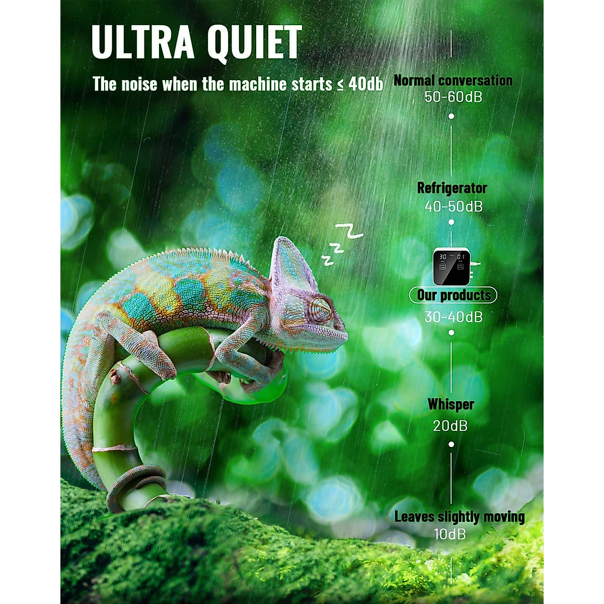 Reptile Humidifiers, Reptile Misting System, Reptile Mister Automatic with Timer, Terrarium Mister for Reptiles, Amphibians, Plants, Tank, Paludarium and Vivarium
