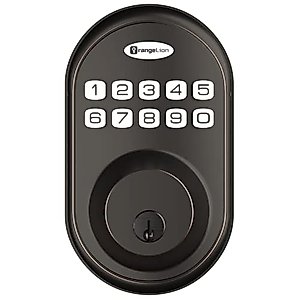 OrangeLion Keyless Entry Deadbolt Lock, Electronic Keypad Door Lock, Auto Lock, 1 Touch Locking, 20 User Codes, Easy to Install, Oil Rubbed Bronze