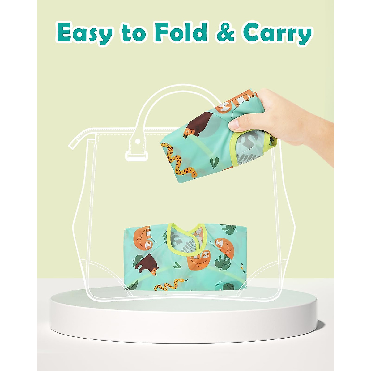 Lictin Coverall Baby Feeding Bibs - 2-Pack Long Sleeve Baby Bibs for Eating, Adjustable Weaning Bibs, Waterproof Bib Attaches and Fully Cover to Baby Highchair and Table