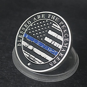 Saint Michael Patron Saint of Law Enforcement Challenge Coin The Thin Blue Line Silver Plated Coins