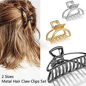 8 Pieces Metal Hair Claw Clips Set, Includes 3 Inches Large Size Hair Catch Barrette Jaw Clamp and 1.57 Inches Small Half Bun Hairpins for Women, Hair Accessories
