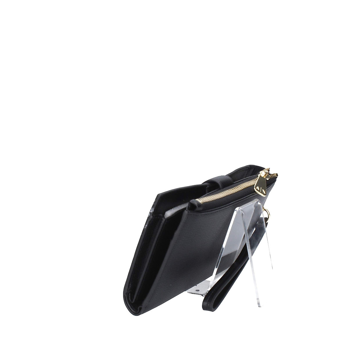 A|X ARMANI EXCHANGE womens Leather Organizer Wallet, Black, One Size US