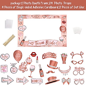 Bridal Shower Decorations Bride to Be Photo Booth Props Rose Gold Team Bride Photo Frame and Wedding Photo Booth Props Bachelorette Party Ideas Supplies for Women