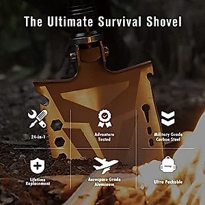 Sahara Sailor Axe, 24-in-1 Survival Gear Equipment High Carbon Steel Camping Shovel with Hatchet and 4 Thicken Extent Handles, Storage Bag Included
