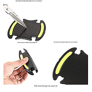 TRUE LINE Automotive Carbon Fiber Inner Door Handle Scratch Protector Reflective Warning Marker Trim Molding 4PC (Red)