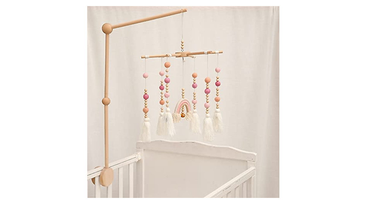 Baby Crib Mobile Holder - Wooden Mobile Arm for Crib