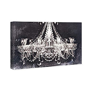 The Oliver Gal Artist Co. Modern 24 in x 16 in, Glam Crystal Chandelier, Canvas Wall Art, Dining Room, Black