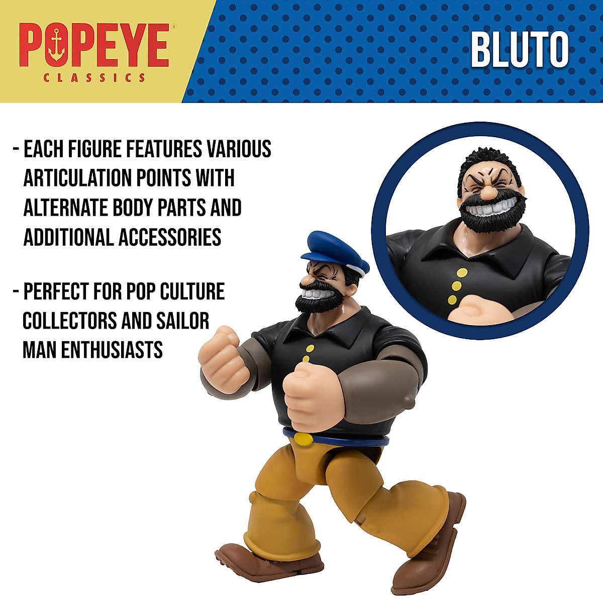 Boss Fight Studio Bluto Popeye The Sailor Man Classics Wave 1 Collectible Action Figure – Highly Articulated Figurine with Accessories Including Alternate Hands and Removable Hat - 1:12