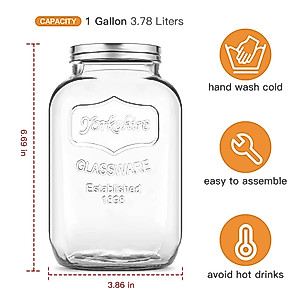 Suli Drink Dispenser for Parties, 1 Gallon 2 Pack Beverage Dispenser, Glass Juice Dispenser Countertop for Outdoor BBQ, Sun Tea, Lemonade, Mason Jar Dispenser with Pump