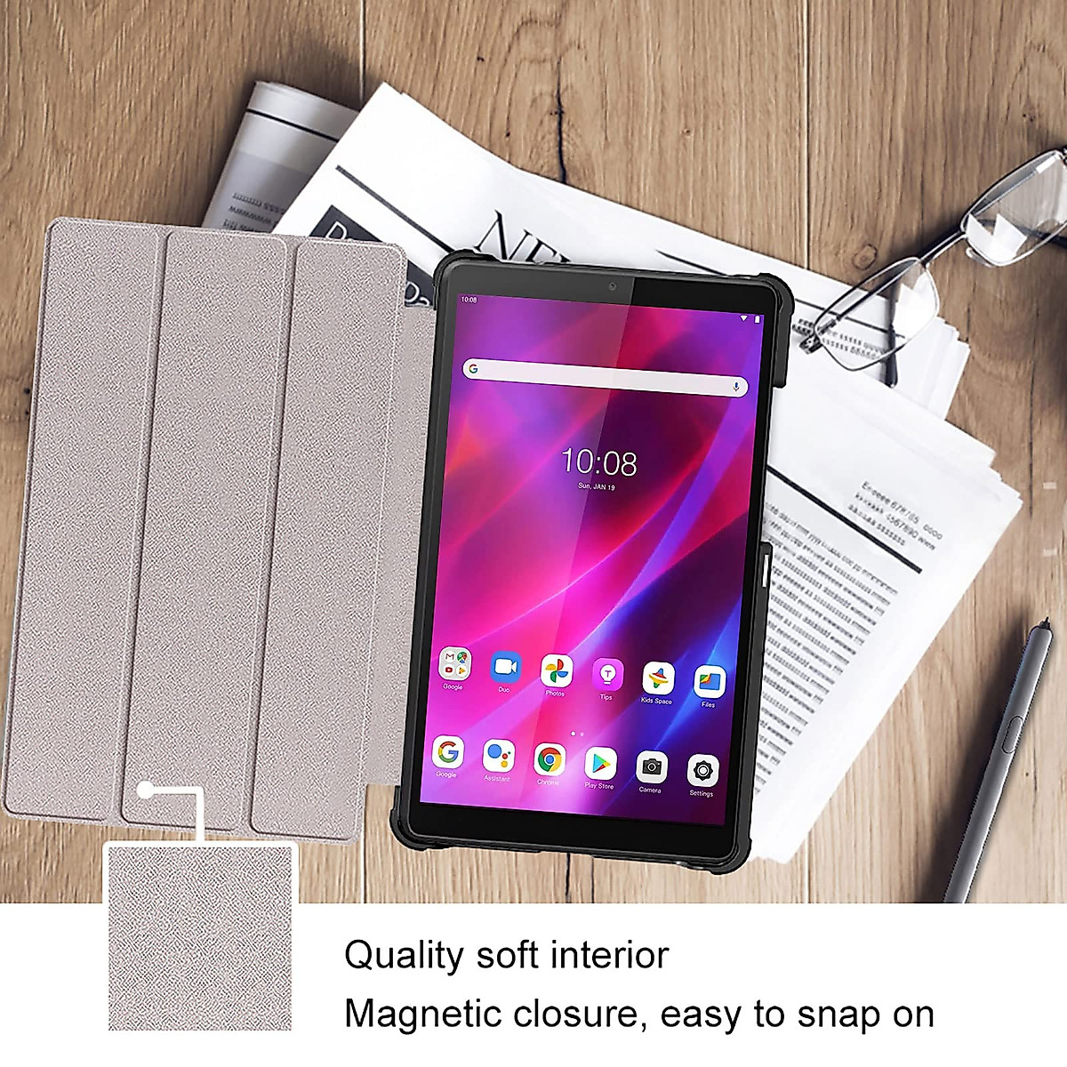 ProCase for Lenovo 8.0 Inch Tab M8 Gen 3 2022/ Smart Tab M8 Gen 3 2022/Tab M8 HD LTE 2021/ Tab M8 HD/Smart Tab M8/Tab M8 FHD 2019, Slim Hard Shell Protective Cover for Lenovo M8 8" Tablet -Black