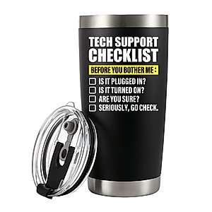 Panvola Tech Support Checklist Technical Support Gifts Computer Programmer Vacuum Insulated Tumbler Travel Mug 20 oz Black