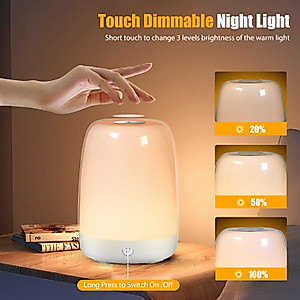 Orenic Nursery Night Light for Baby, Dimmable Warm Light & 5 Color Changing Touch Night Lamp, USB Rechargeable for Kids Room,Breastfeeding,Toddlers Bedroom