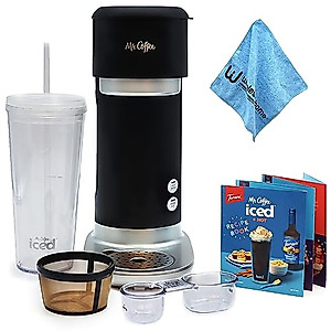 Mr. Coffee Iced Coffee Maker, Single Serve Hot and Cold Coffee Maker with 22 ounce Reusable Tumbler, Filter and Wholesalehome Cloth