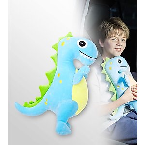 Gaudiutitia Car Pillow for Kids Stuffed Dinosaur Plush Vehicle Shoulder Pads Seat Belt Pillow Seatbelt Pillow for Boys and Girls Headrest Animal Travel Pillow Automobile Interior Accessories