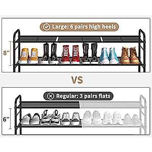 Dicasser Shoe Rack Organizer Closet，4-Tier Long Metal Shoe Storage Capacity for 24-30 Pairs,Black