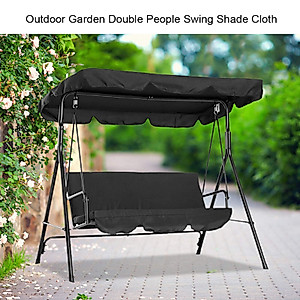 Mokylor Patio Swing Chair Canopy Replacement, 55 x 47 in Garden Waterproof Swing Sunshade Cover Canopy Shade Cloth with Silver Coated Swing Chair Top Cover for Garden Patio Porch Seat (Black)