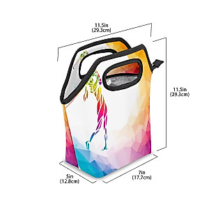 Lunch Bag Rainbow Geometric Golf Ball Insulated Reusable Lunch Box Portable Lunch Tote Bag Meal Bag Ice Pack for Boys Girls Adult Women